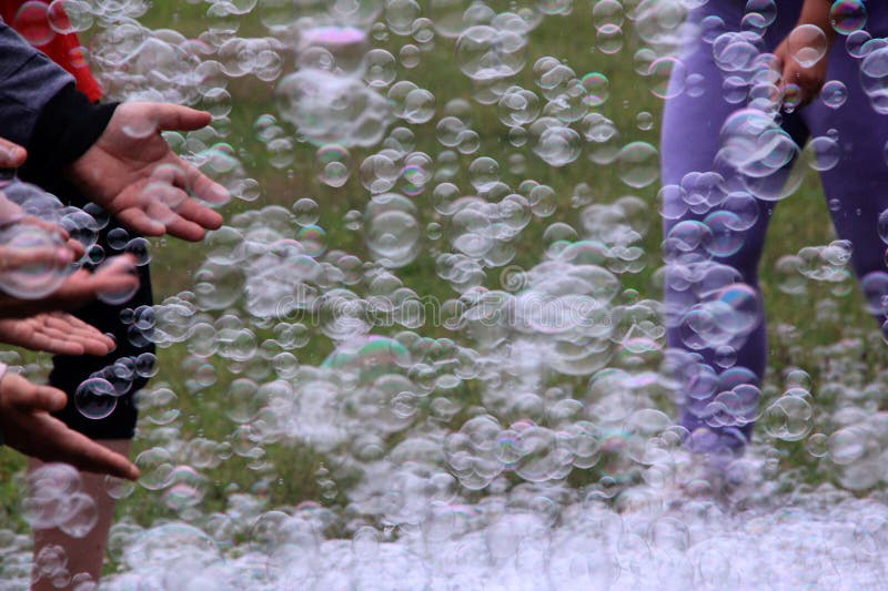 Colorful Soap Bubble with Human Hands Stock Photo - Image of child ...
