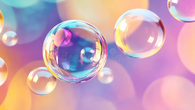 Colorful Soap Bubbles Floating on a Gradient Background Stock Video ...