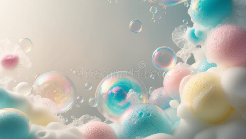 Colorful Soap Bubbles Foam Texture Abstract Background for Laundry and ...