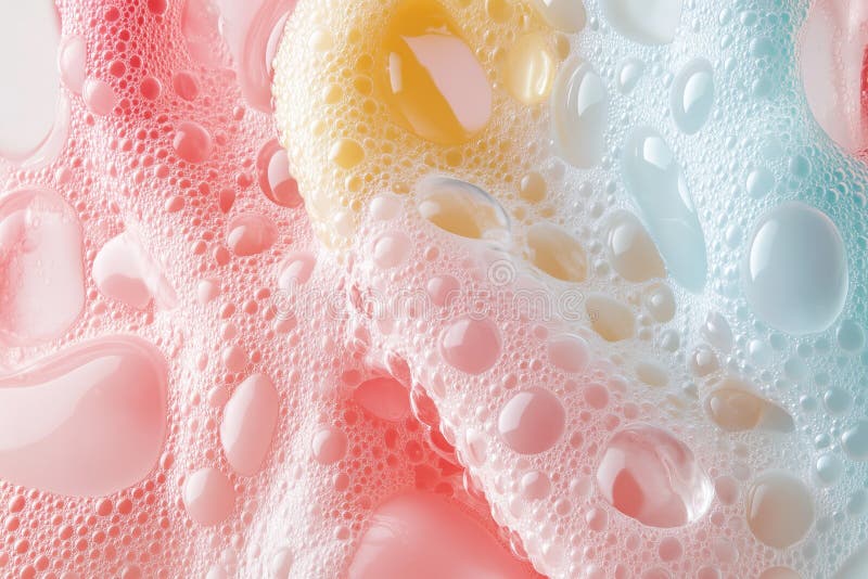 Colorful Soapy Foam Creating Bubbles and Droplets, a Macro View of ...