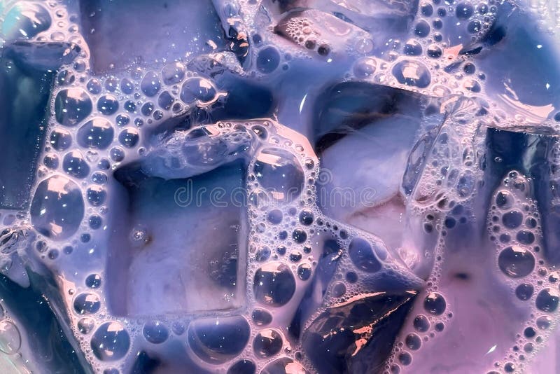 Colorful Soapy Liquid with Bubbles Closeup, Cloudy Water Texture with ...