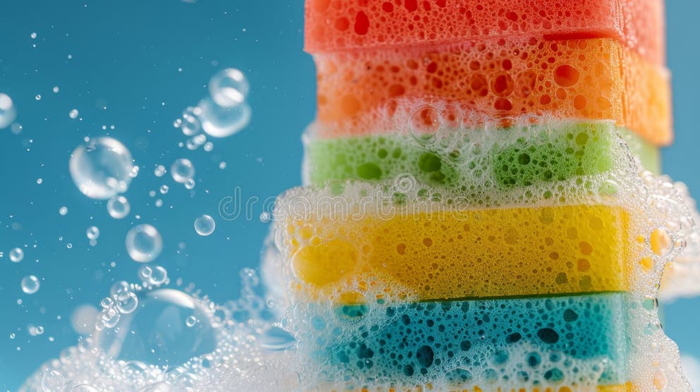 The Colorful Soapy Sponges.AI Generated Image Stock Image - Image of ...