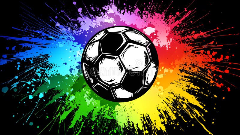 Colorful Soccer Ball on Vibrant Paint Splash Background Stock ...