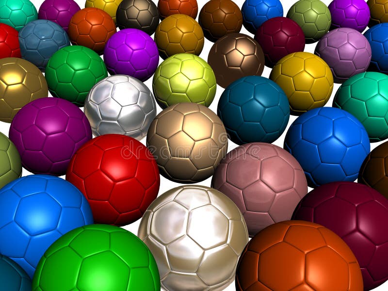 Colorful Soccer Balls on Grass Stock Illustration - Illustration of ...