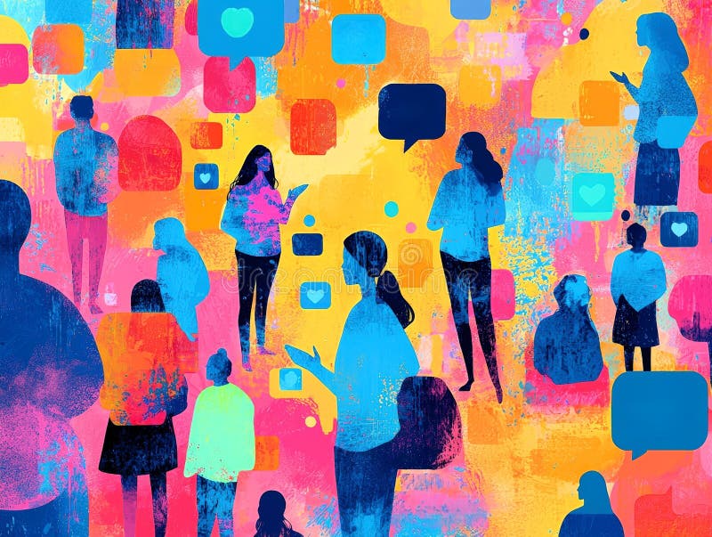 Colorful Social Media Interaction Abstract Stock Illustration ...