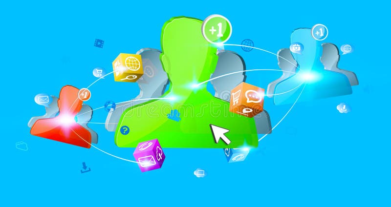 Network Avatar Illustration Business People Working on Laptop Stock ...