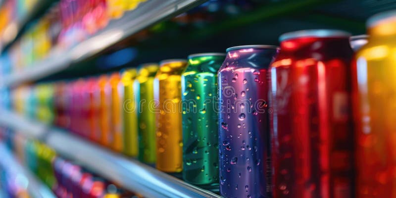 Colorful Soda Cans Shelf stock illustration. Illustration of ...