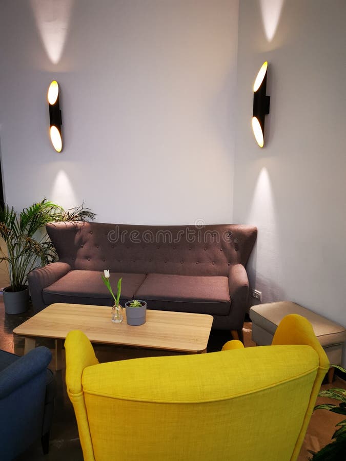 Colorful Sofa and Armchairs - Table in the Middle Stock Photo - Image ...