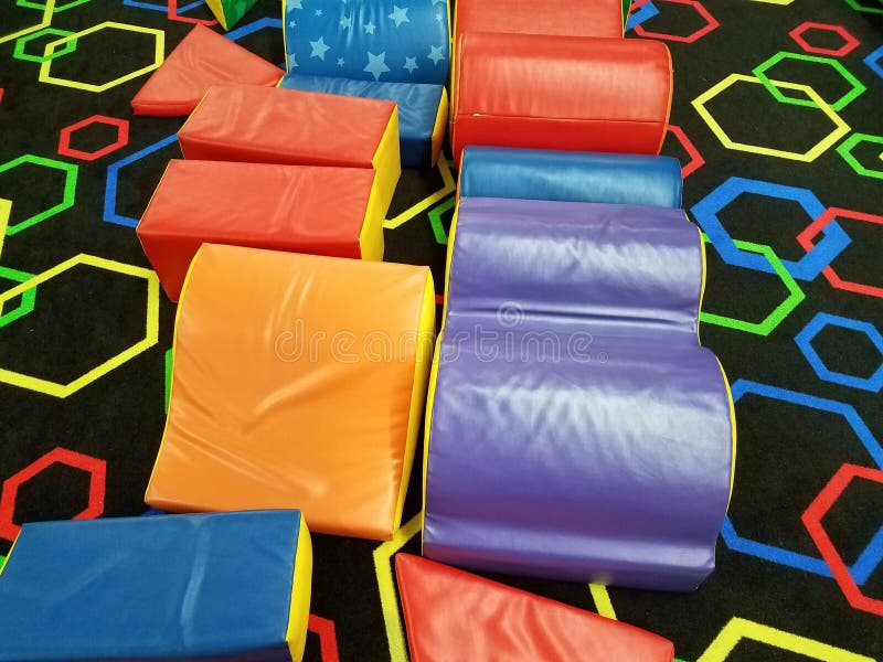 Colorful Soft Foam Blocks on Black Carpet Stock Image - Image of play ...