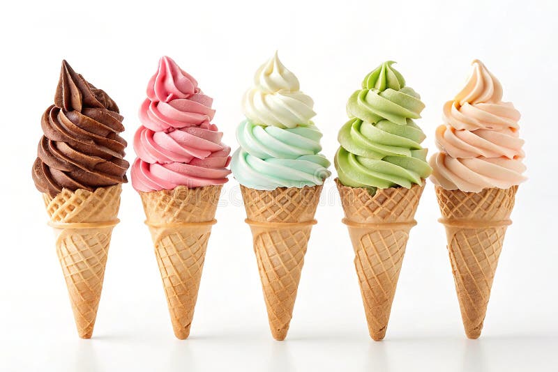 Soft Serve Ice Cream Cones Display Stock Illustration - Illustration of ...
