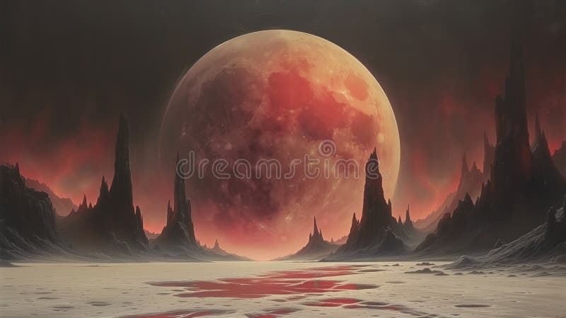 Colorful Solar Eclipse Beautiful Landscape Stock Illustration ...