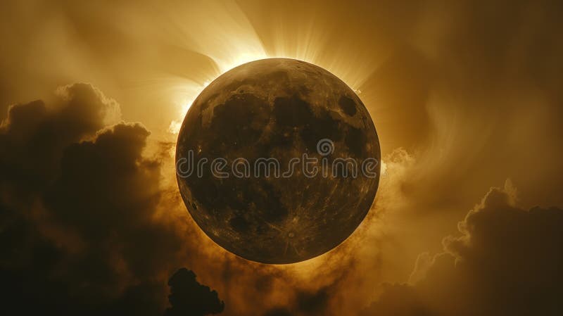 Colorful Solar Eclipse Beautiful Landscape Stock Illustration ...