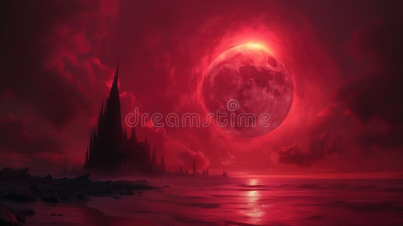 Colorful Solar Eclipse Beautiful Landscape Stock Illustration ...