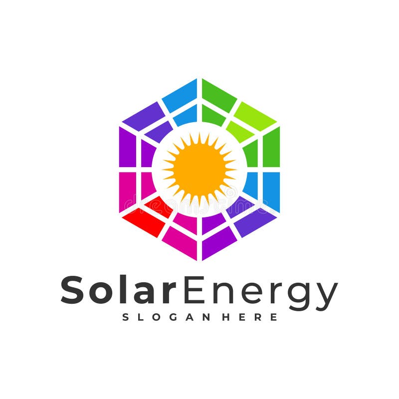 Colorful Solar Logo Vector Template, Creative Solar Panel Energy Logo ...