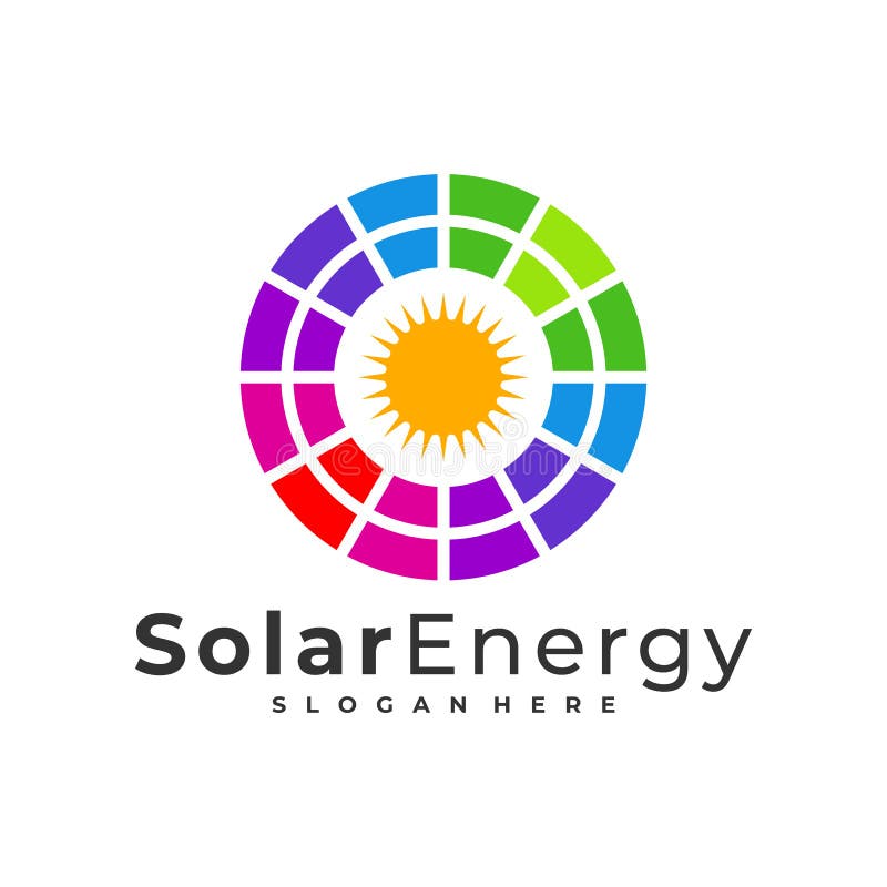 Colorful Solar Logo Vector Template, Creative Solar Panel Energy Logo ...