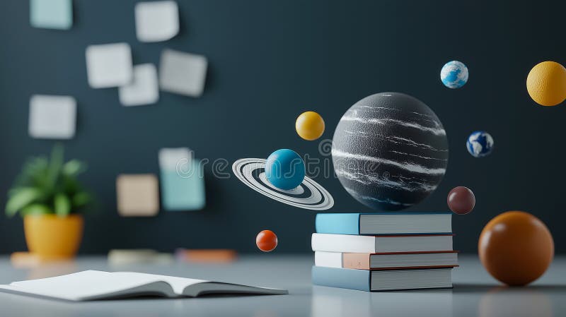 Colorful Solar System Model Displayed on Stack of Books Showcasing ...
