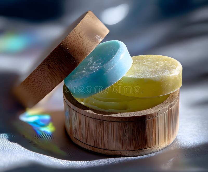 Colorful Solid Shampoo Bar in Bamboo Container with Crystal Decor Stock ...
