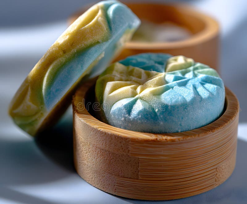 Colorful Solid Shampoo Bar in Bamboo Container with Crystal Decor Stock ...
