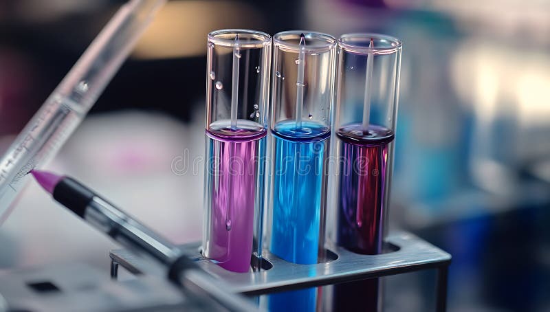 Colorful Solutions in Glass Test Tubes Representing Scientific Research ...