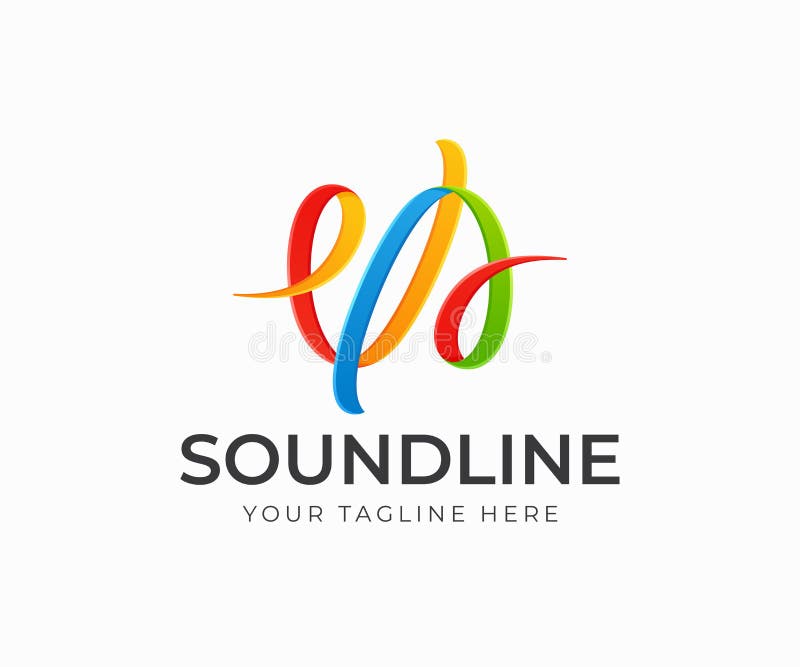 Colorful Sound Wave Logo Design. Sound Wave from Colored Ribbons Vector ...
