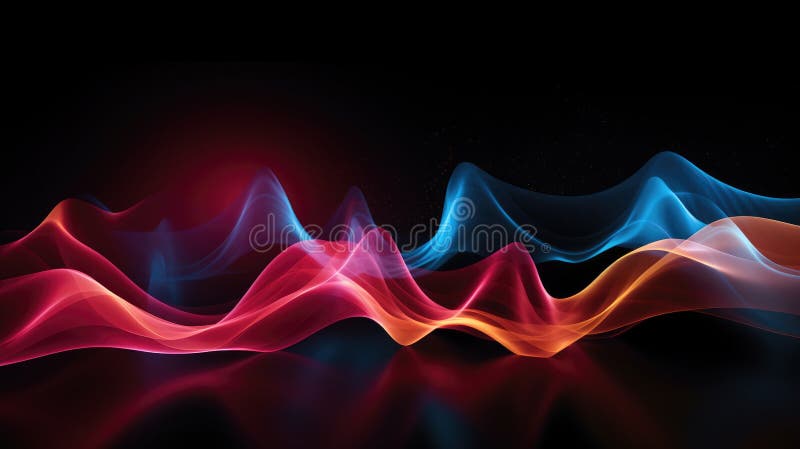 Colorful Sound Waves Abstract Background, Flow Lines in Dark Background, Generative Ai Stock ...