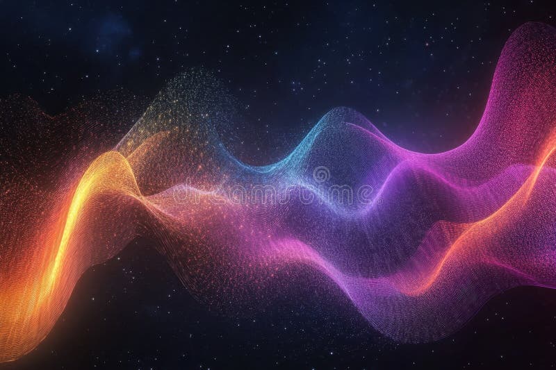 Colorful Sound Waves Creating a Vibrant Visual Display in a Dark Space ...