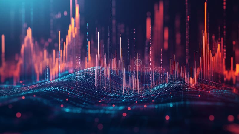 Visual Representation of Sound Waves and Data Patterns in a Vibrant ...