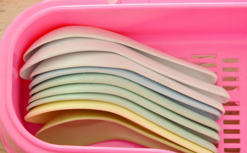 Colorful Soup Spoon in Pink Box Stock Image - Image of spoon, package ...