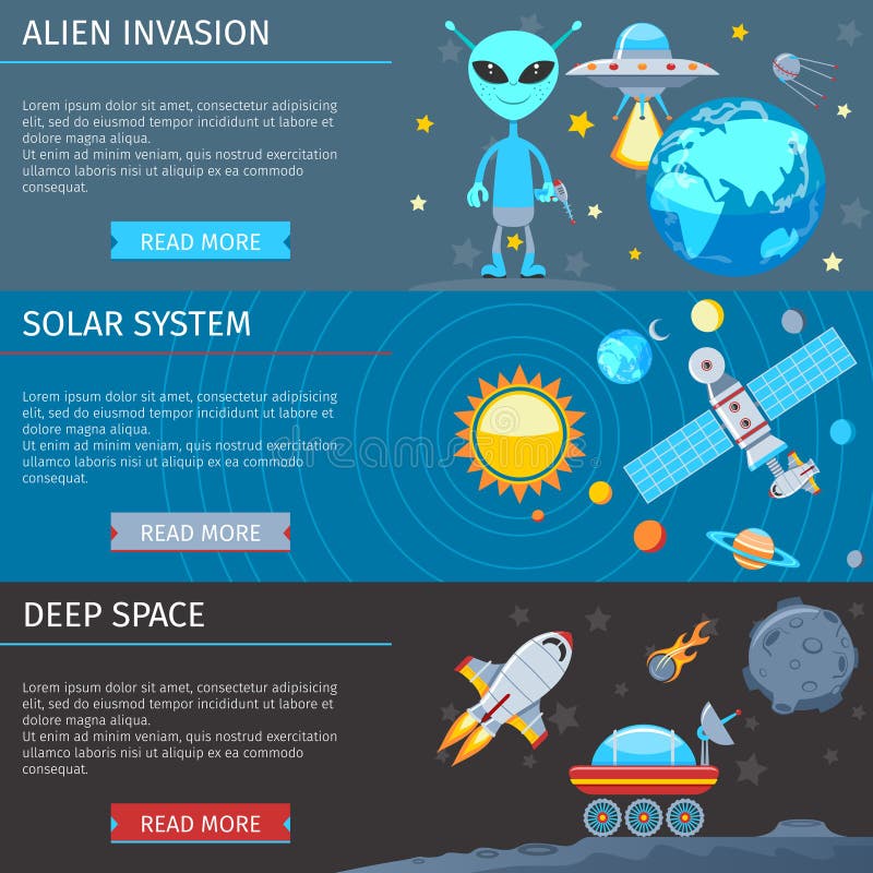Colorful Space and Astronomy Flat Banners Set Stock Vector ...