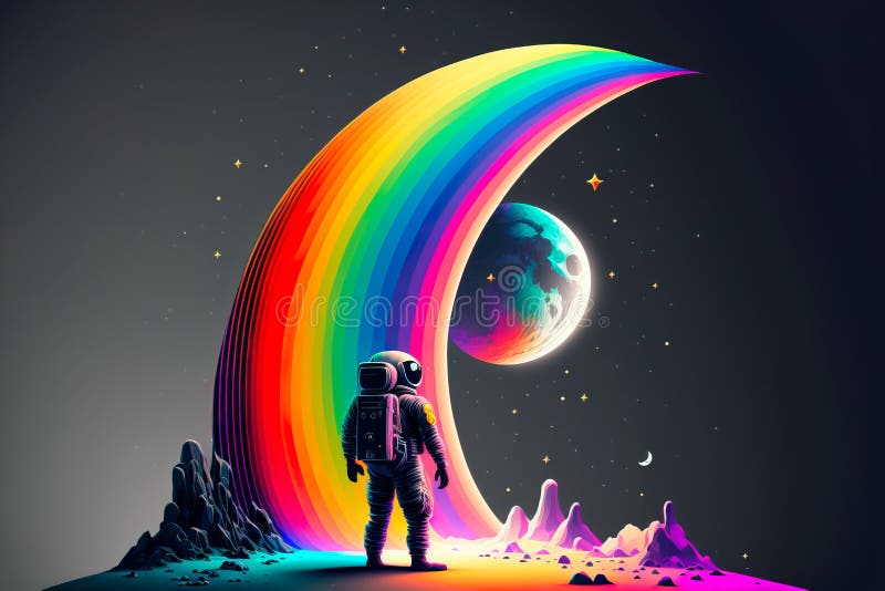 Colorful Space Background . Astronaut on a Rocket on the Background of ... Colorful Space Background . Astronaut on a Rocket on the Background of ...