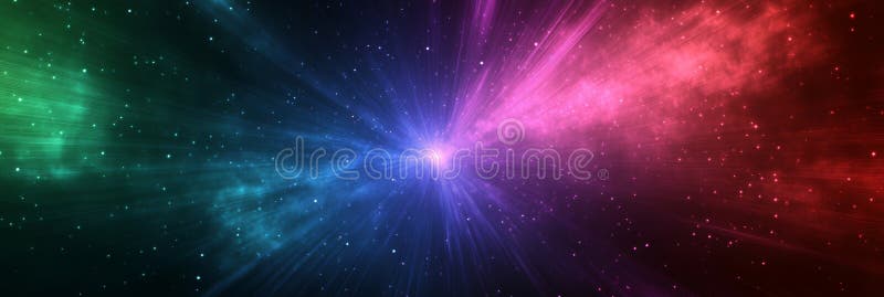 Colorful Space Background with Shining Light Rays. Birth of Universe ...