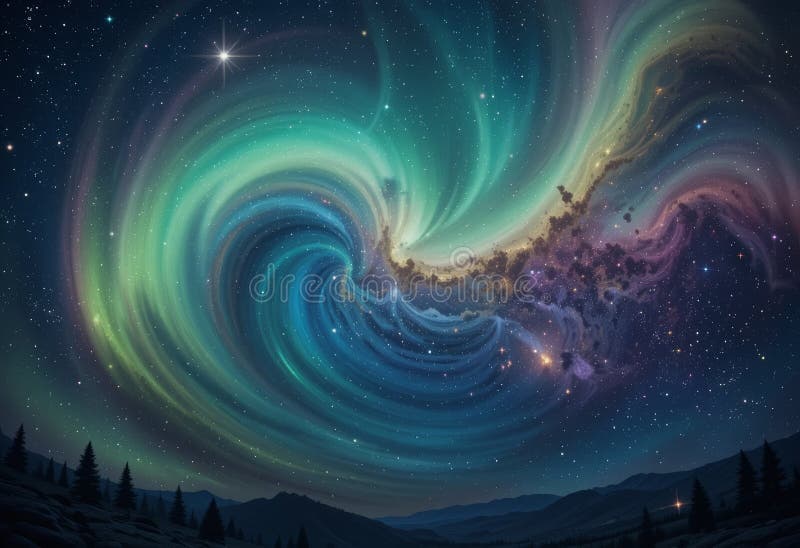 Colorful Space Background with Stars, Galaxy and Aurora Lights. Stock ...