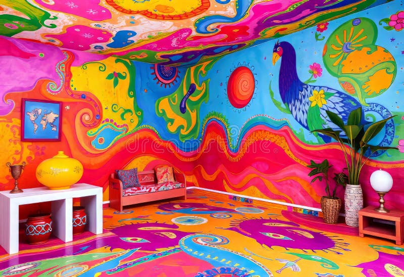 Colorful Space Space Filled with Vibrant Hues and Patterns Stock ...