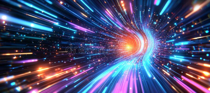 Colorful Space Journey 3D Render of a Curved Spatial Dimension with ...