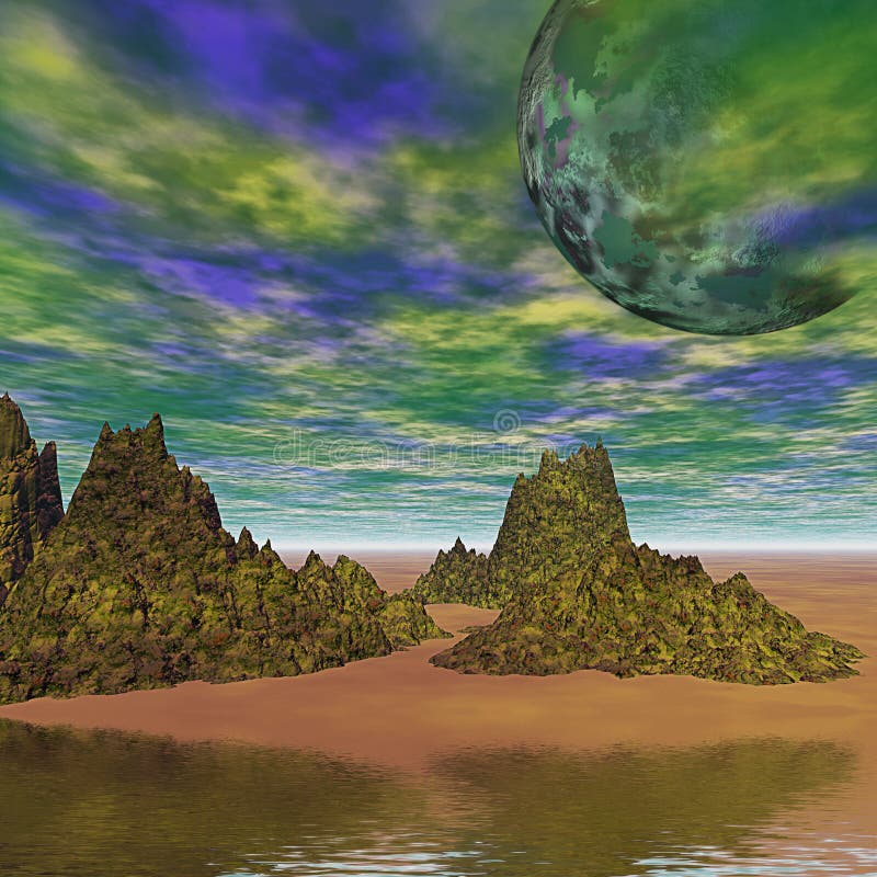 Colorful space landscape stock illustration. Illustration of ...