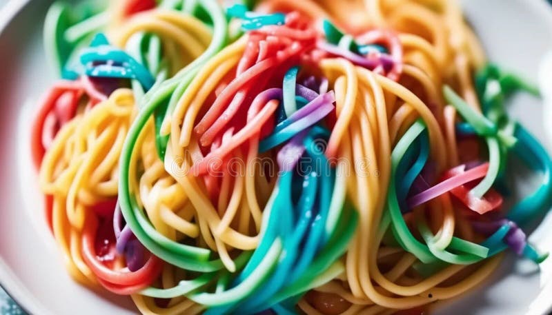 Colorful Spaghetti Close Up Stock Illustration - Illustration of icing ...