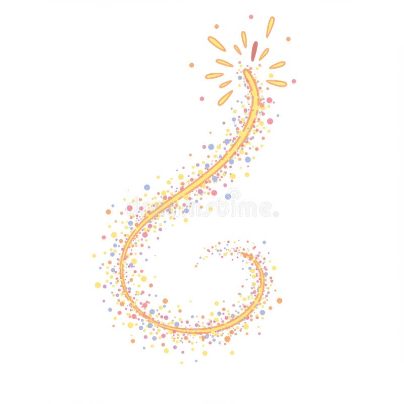 Colorful Sparkler Firework Trail on White Background Stock Illustration ...