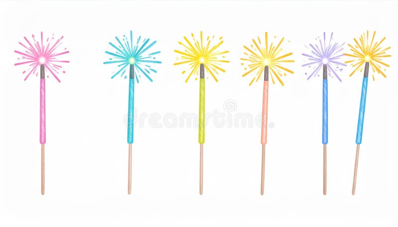 Colorful Sparklers on White Background Stock Image - Illustration of ...