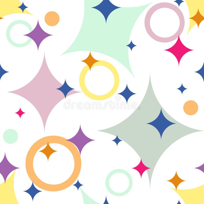 Colorful Sparkles and Circles Seamless Pattern Stock Vector ...