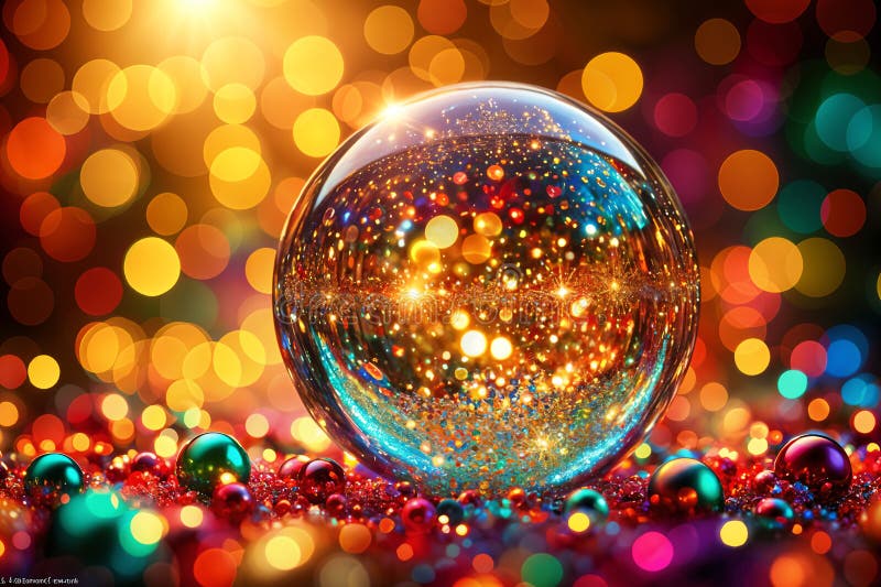 Colorful Sparkling Ball on Vibrant Background Stock Illustration ...