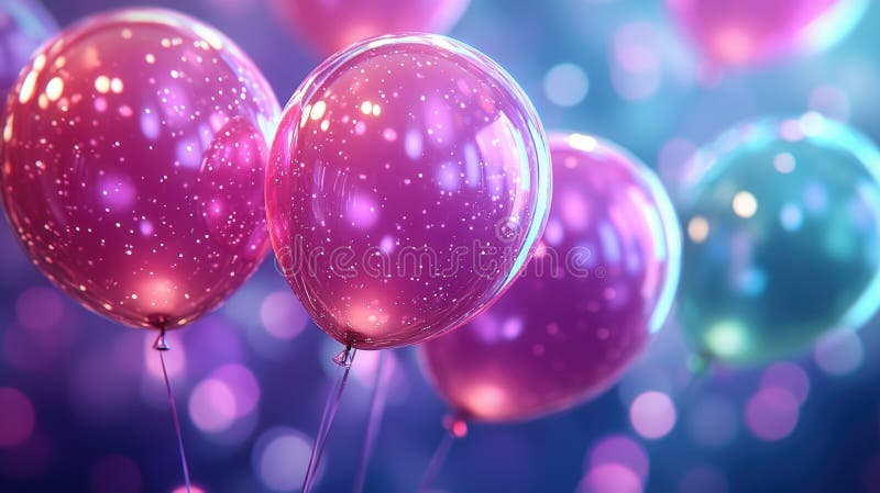 Colorful Sparkling Balloons Dreamy Celebration Scene Stock Photos ...