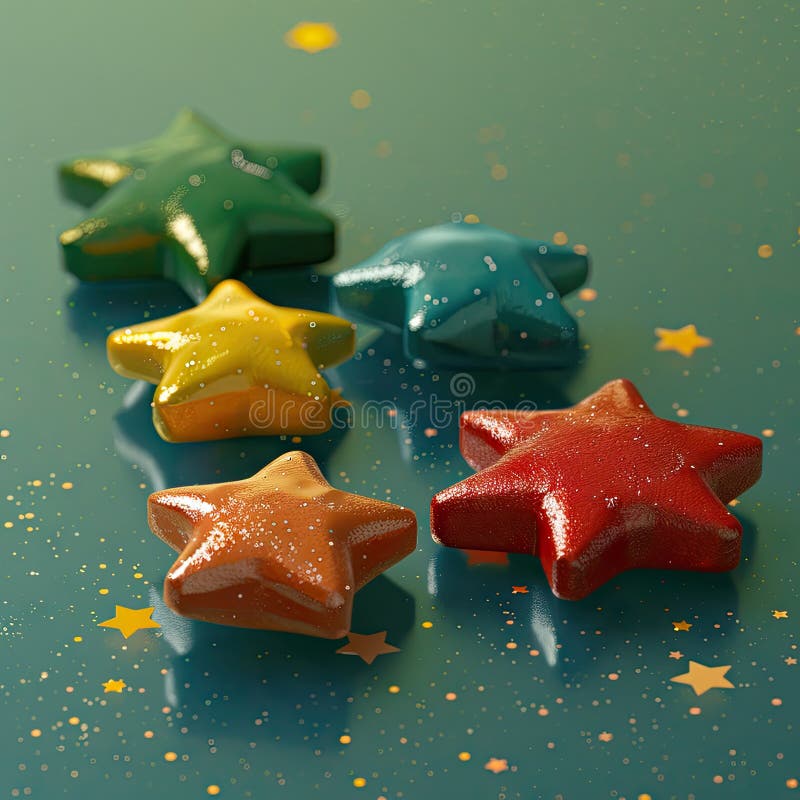 Colorful Sparkling Star-Shaped Gummy Candies Stock Illustration ...