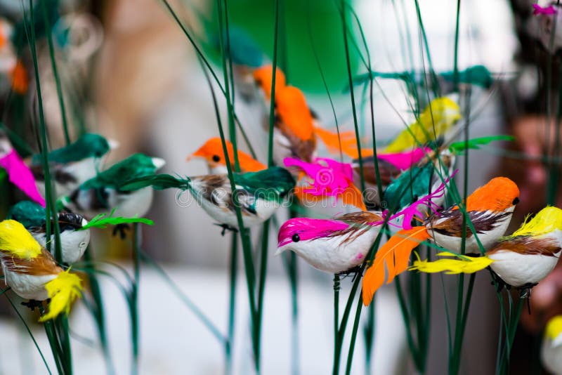 Colorful Sparrows Handmade. Bunch of Handmade Sparrows Stock Photo ...