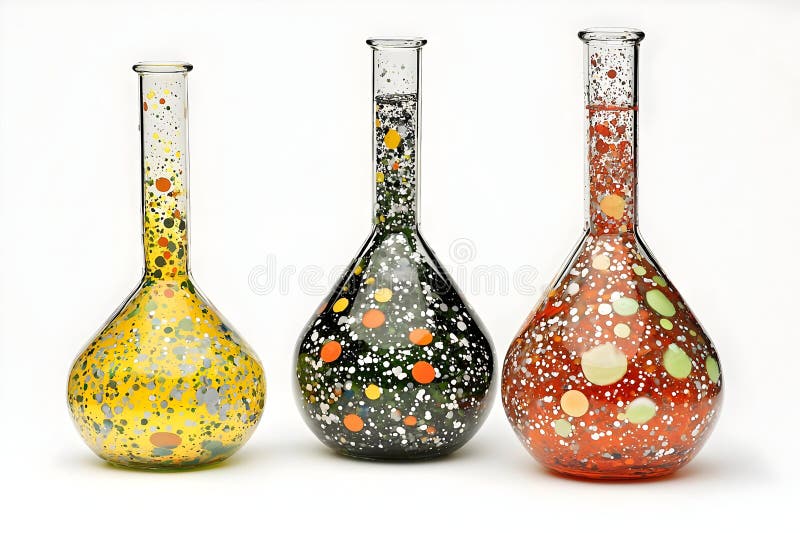 Colorful Speckled Erlenmeyer Flasks in a Row Stock Illustration ...
