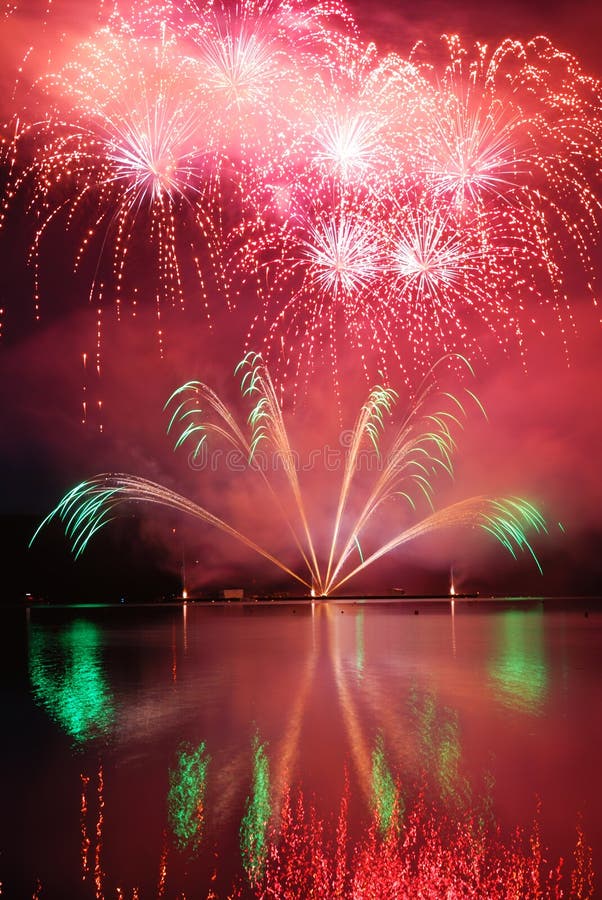 Spectacular Fireworks Illuminate a Modern City Skyline with Colorful ...