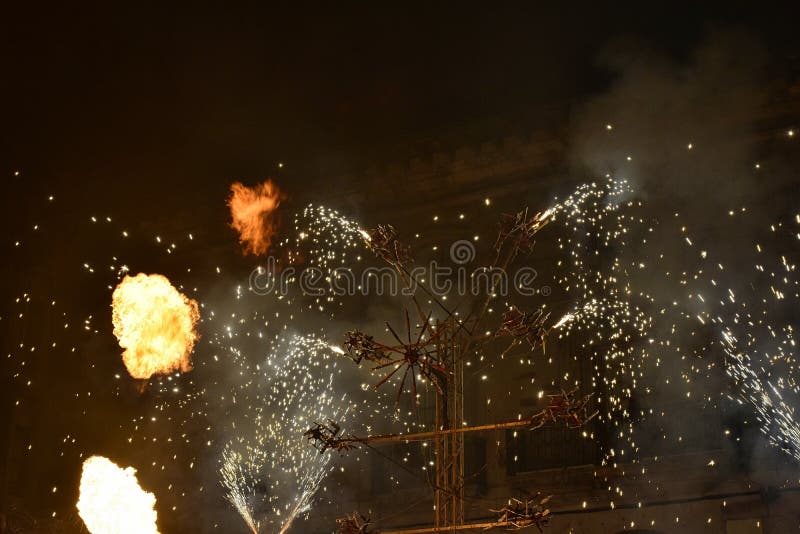 Colorful and Spectacular Traditional Fireworks Stock Photo - Image of ...