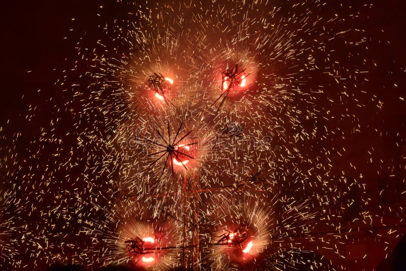 Colorful and Spectacular Traditional Fireworks Stock Photo - Image of ...