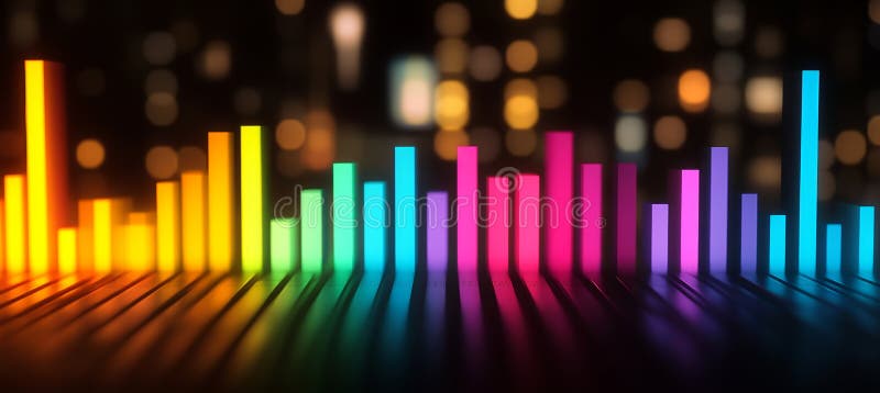 Colorful Spectrum of Abstract Glowing Bars on Dark Background ...