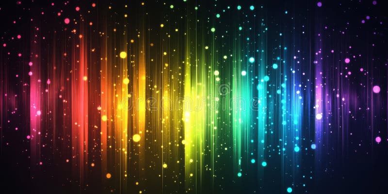 Colorful Spectrum Bars with Glowing Dots Over a Dark Background in ...