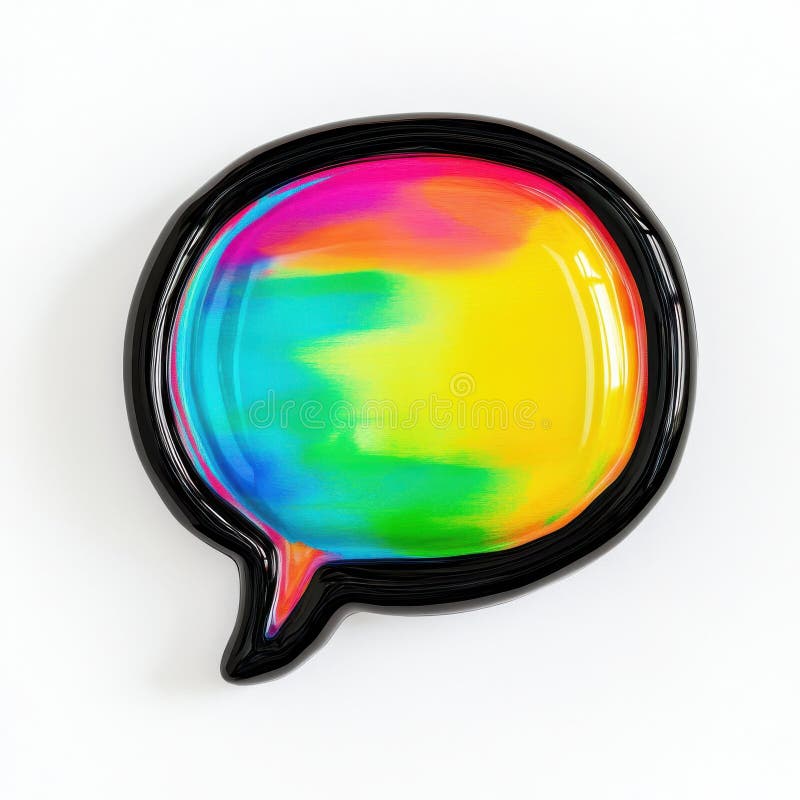 Colorful Speech Bubble with Black Outline and Bright Gradient Fill ...